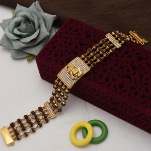 Handmade Self Design Krishna Rudraksha Diamond Gold Plated Bracelet ...