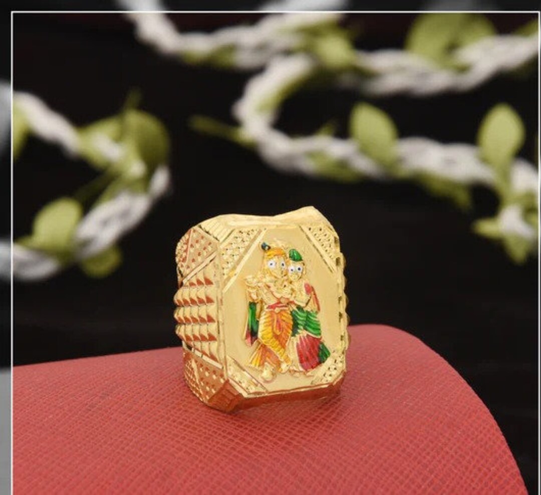 Handmade Radha Krishna 1 Gram Gold Plated Extraordinary Design Ring for ...