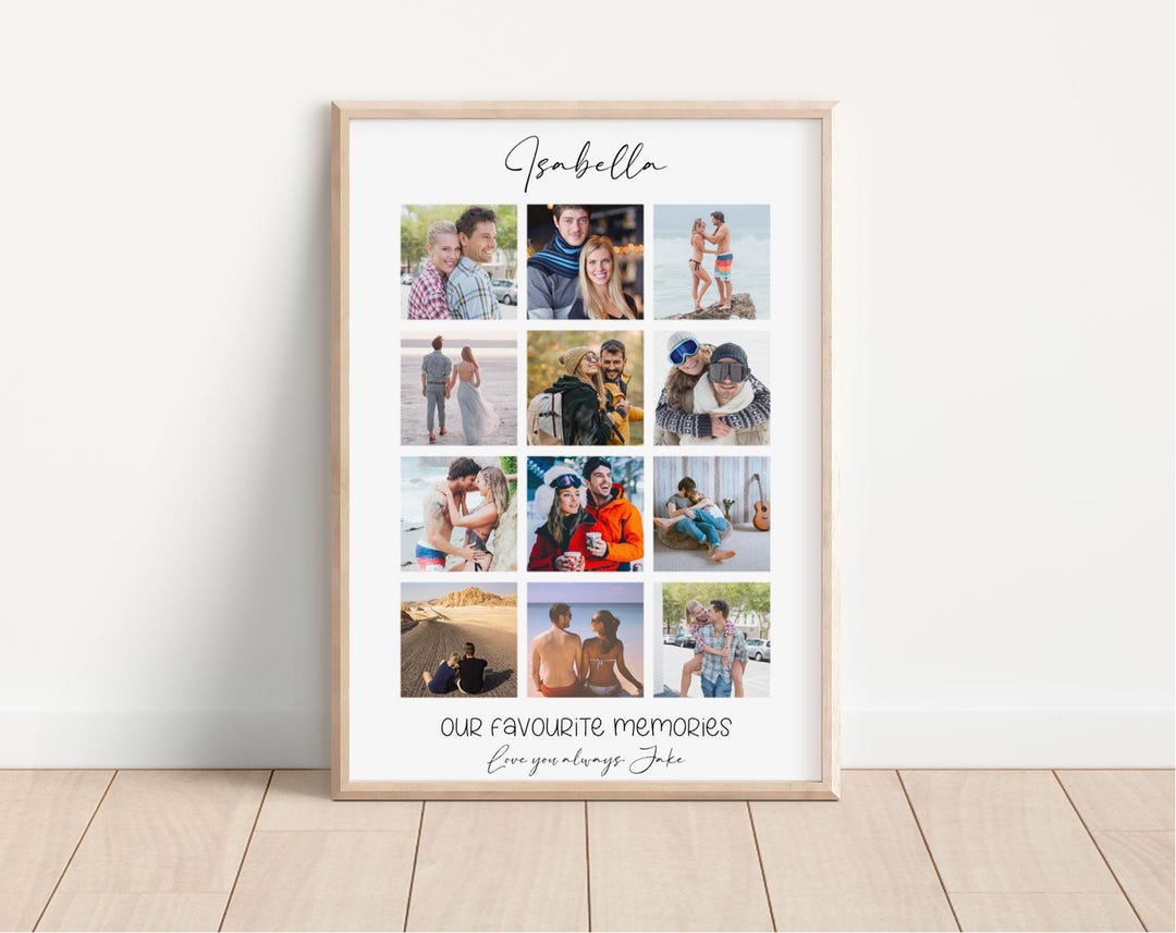Personalised Photo Collage Gift, Multi Photo Engagement Gift for ...