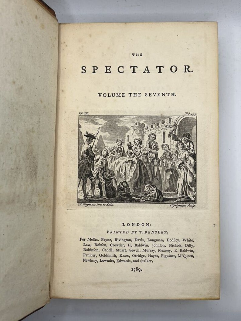 The Spectator 1789 8 Volumes Antique Books Bundle Extremely Rare Collection Antique Politics ...