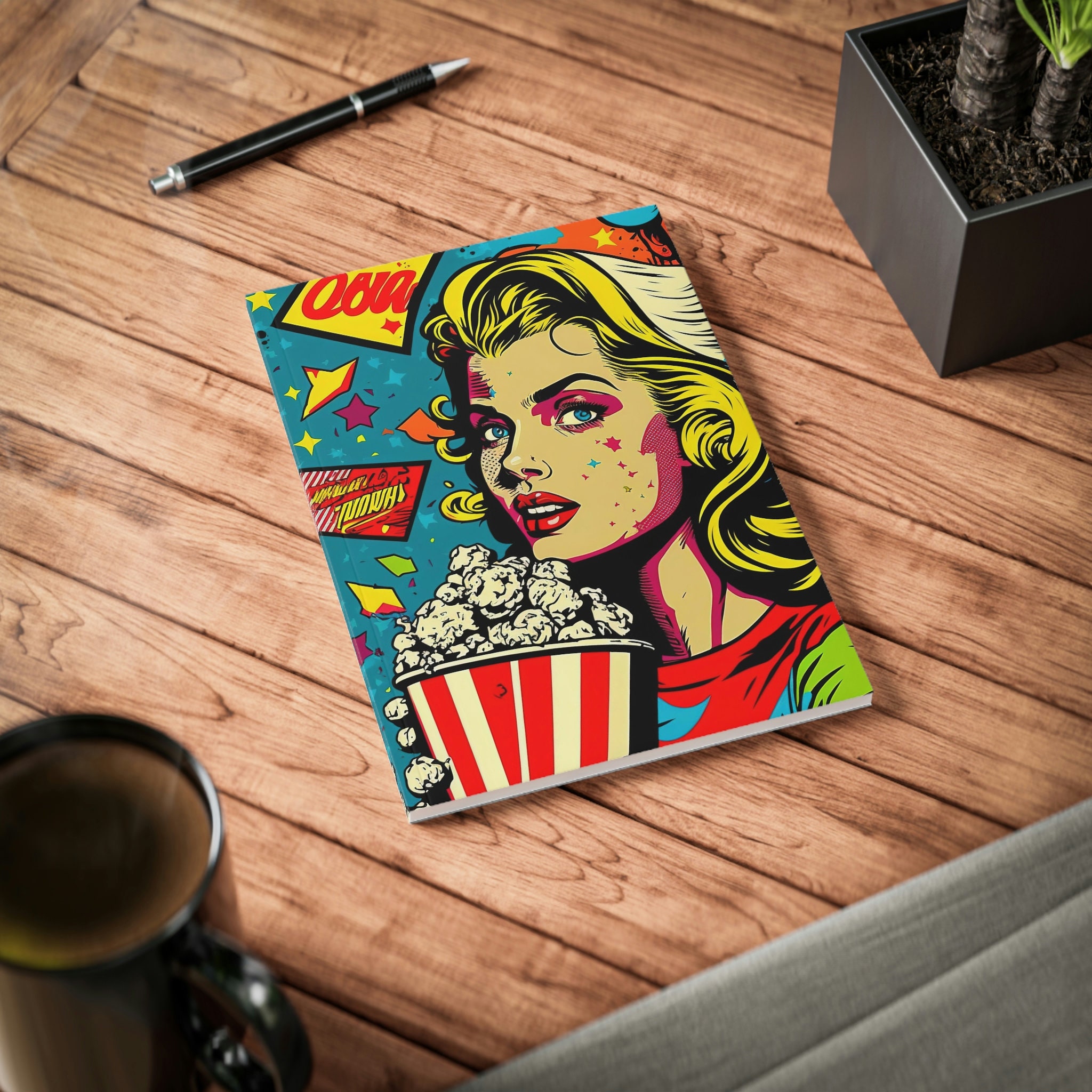 Popcorn Pop Art, Comic Book, Softcover Notebook, A5, Journal - Etsy