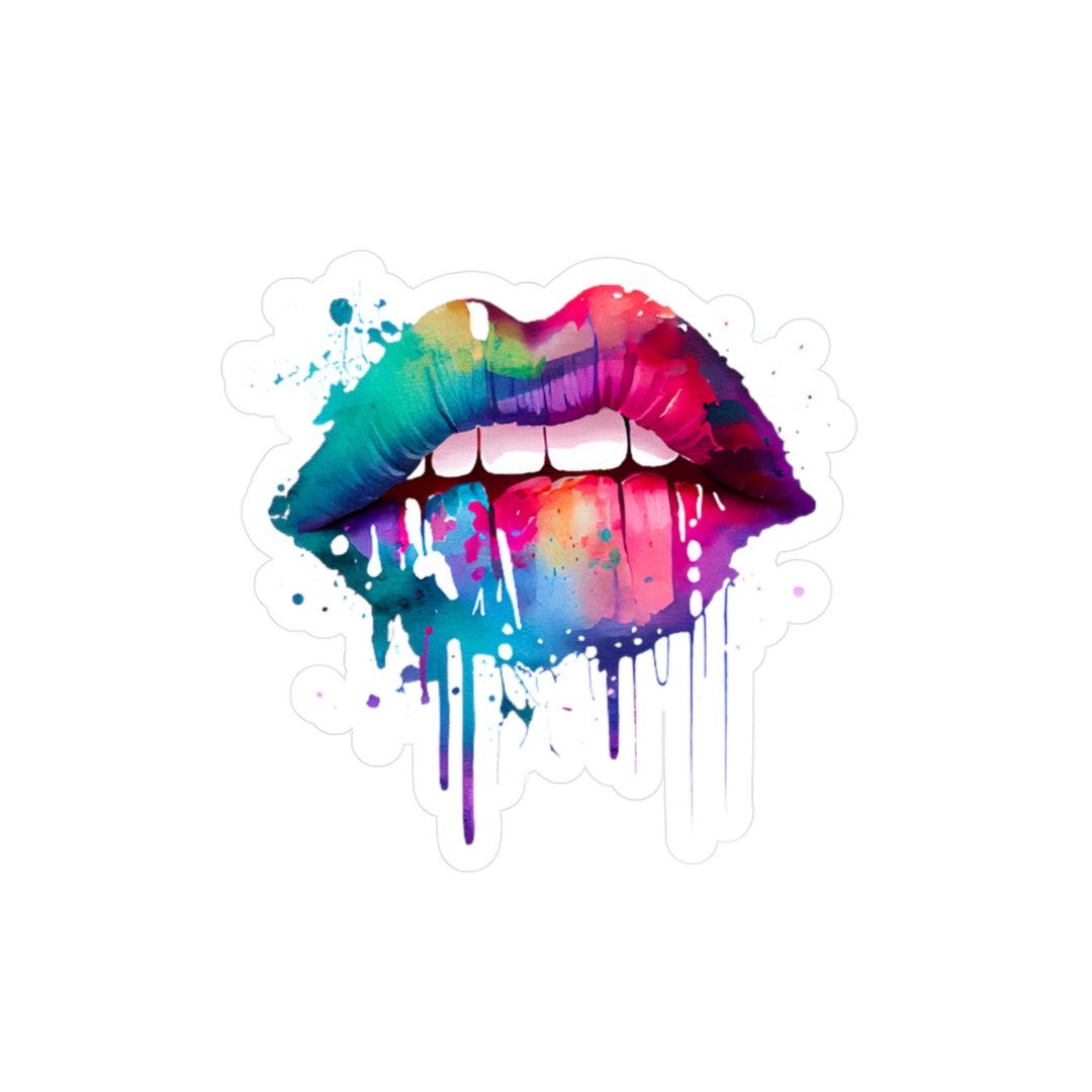 Paint Dripping Lips Vinyl Decal - Watercolor Kiss - Etsy