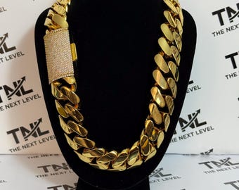 30MM 24 INCH Cuban Link Chain (gold Over Silver + Moissanite) - Etsy