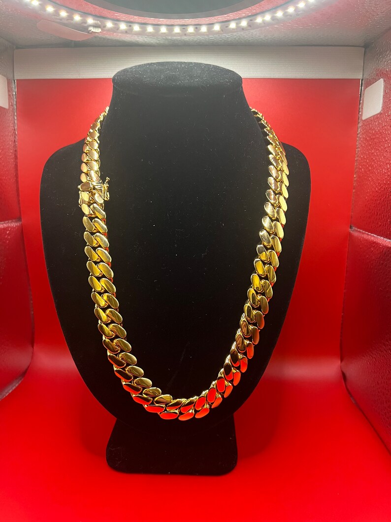 15mm Miami Cuban Link Chain Heavy-18k Gold Plated Necklace - Etsy