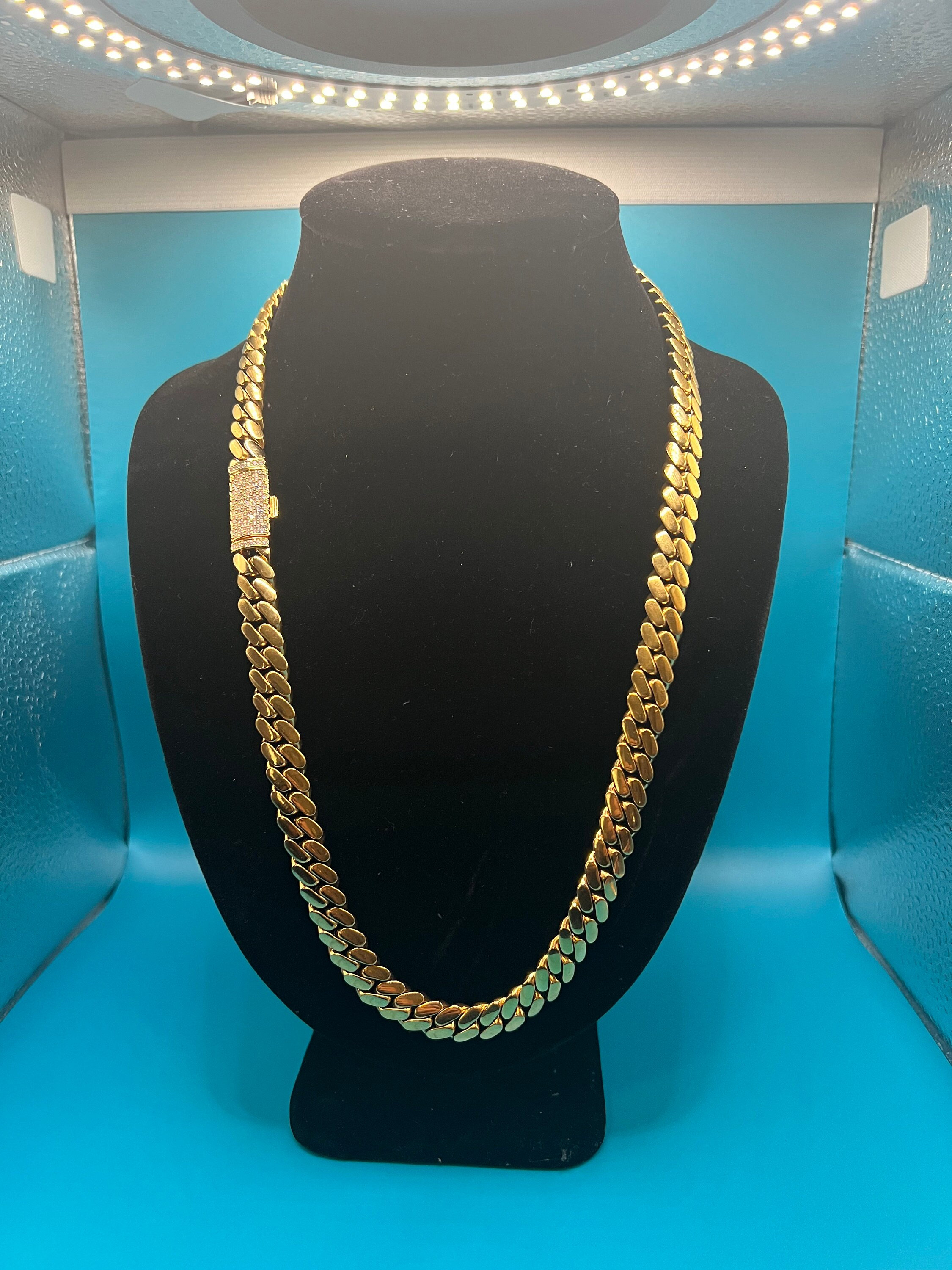 10mm Miami Cuban Link & Bracelet Diamond Clasp Combo gold - Etsy