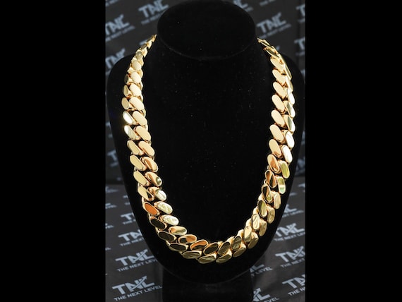 20mm Stainless Steel Cuban Link Brass cuban Chain gold Plated 18k Gold box Clasp heavy Necklace free Gift Etsy