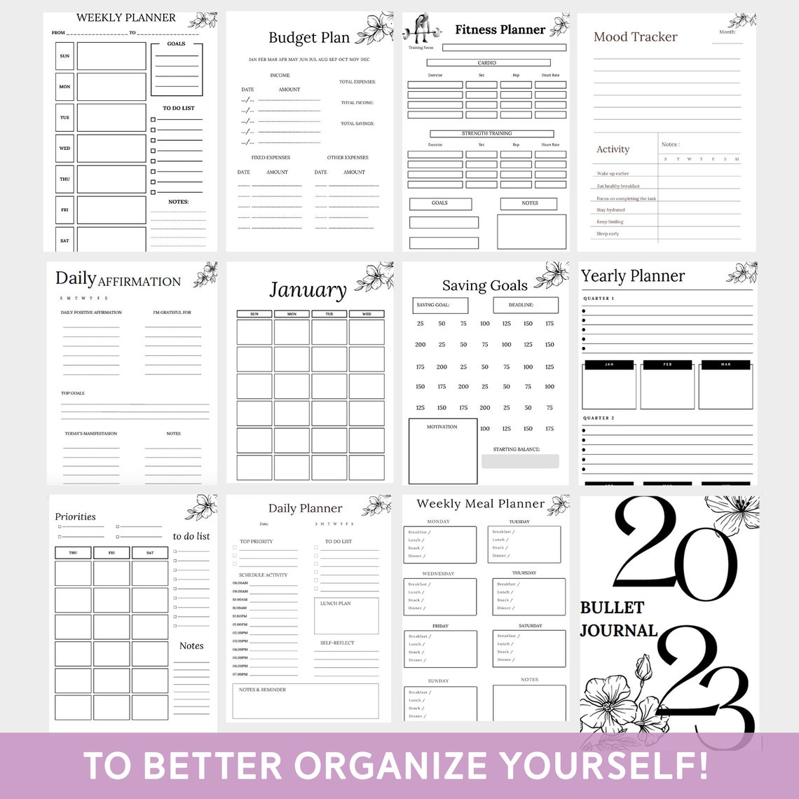Printable Bullet Journal 2023 Bujo Kit Bullet Journal Kit 2023 PDF ...