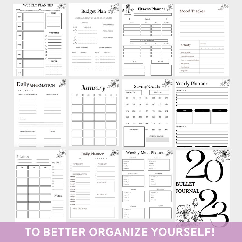 Printable Bullet Journal 2023 Bujo Kit Bullet Journal Kit 2023 PDF ...