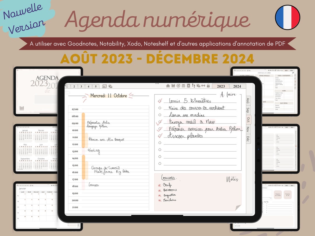 Digital Agenda Dated 2023-2024 in French Neutral Edition Planner iPad ...
