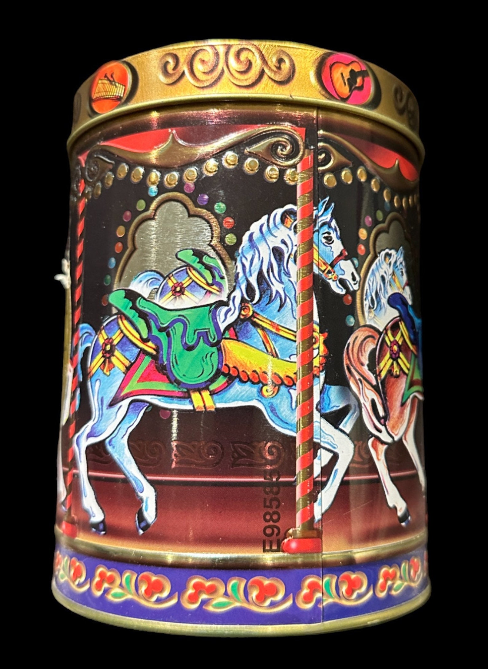 Collectible Musical Tin, Biscuit Metal Tin, Collector's Carousel Wind ...