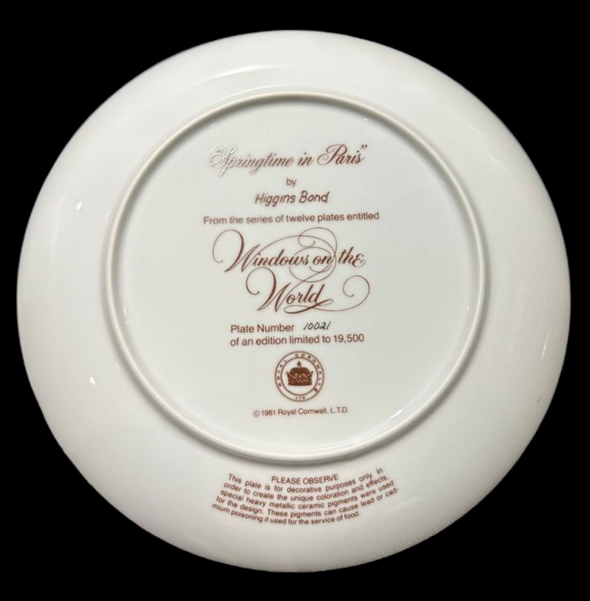 Vintage 1981 Royal Cornwall Collector Plates From the Series "windows ...