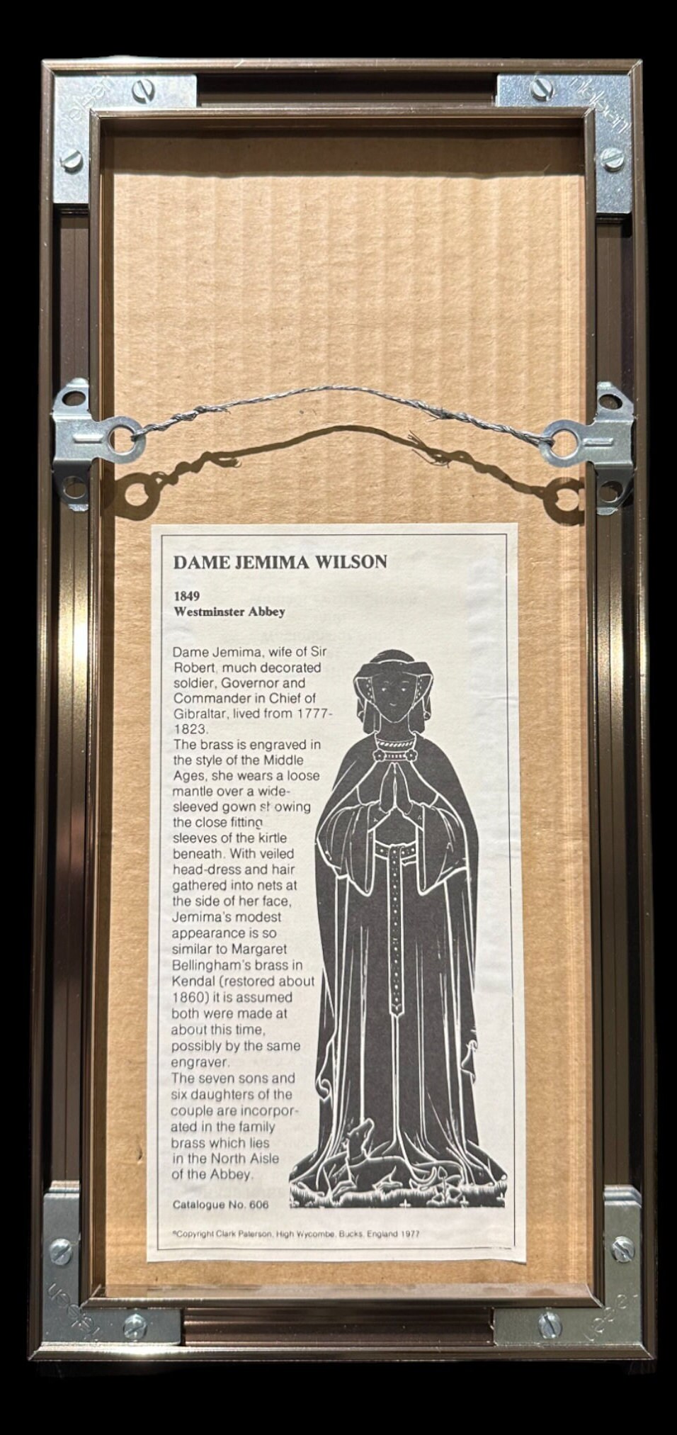 Vintage 1977 Brass Rubbing Artwork: Dame Jemima Wilson Framed Print - Etsy