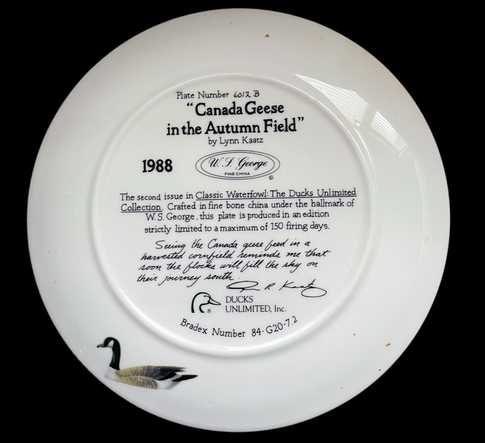 Vintage Collector Plate "canada Geese in the Autumn Field" by Lynn ...