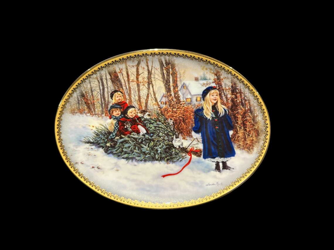 Vintage Collector Plate "bringing Home the Christmas Tree" by Sandra ...