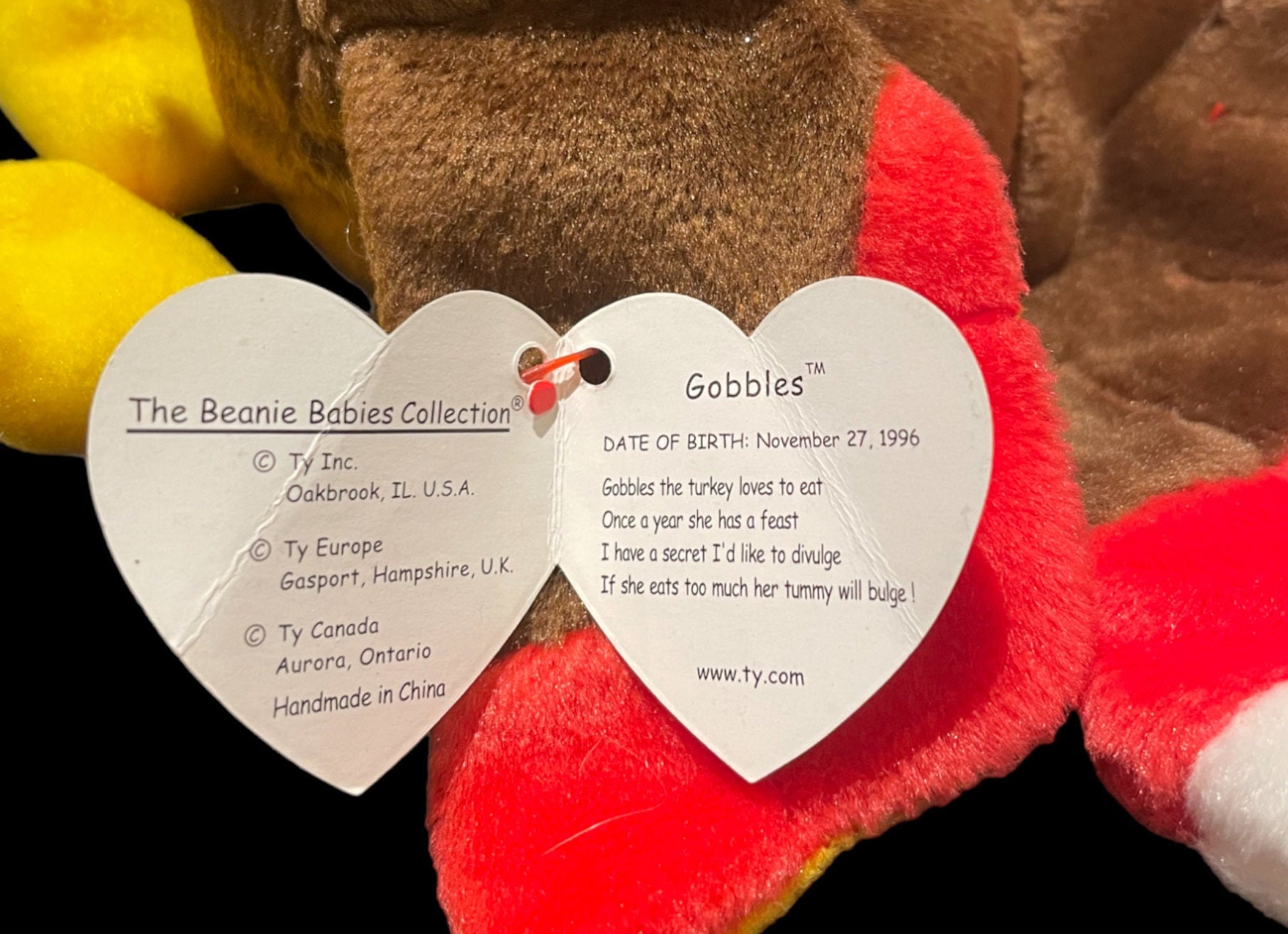 Rare TY Gobbles the Turkey Beanie Baby, Collectible Beanie Baby, Very ...