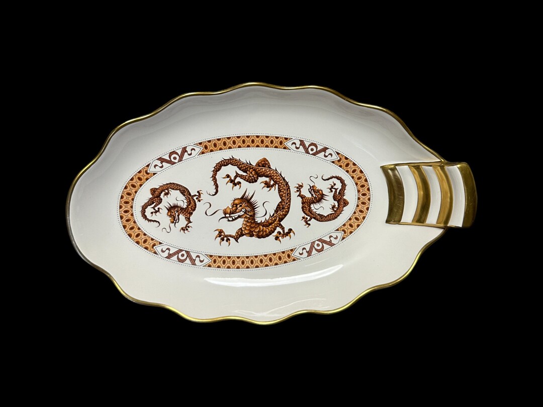 Vintage Carlton Ware Dragon 12-inch Long Serving Dish With Gold Gilt ...