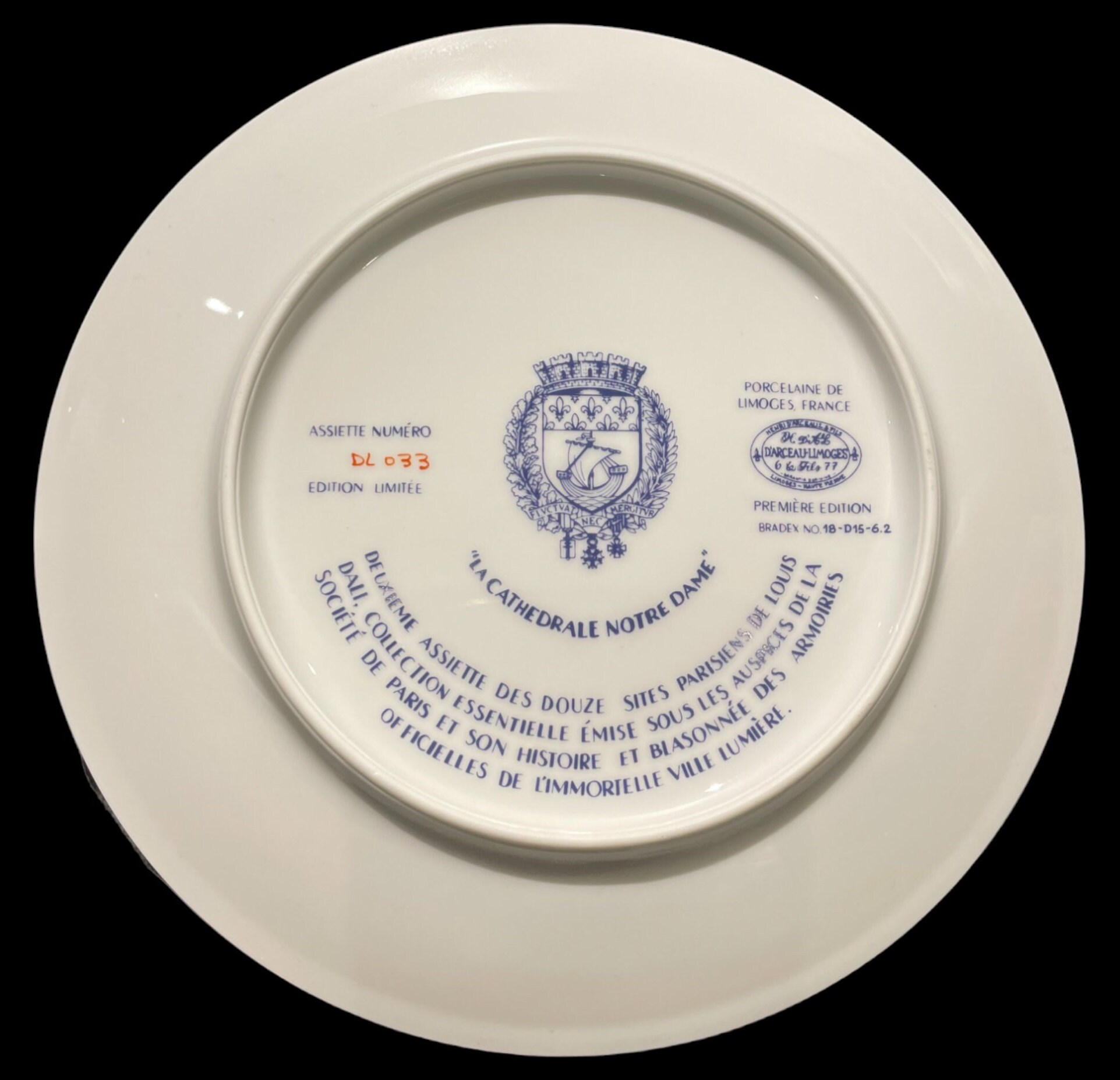 Vintage Louis Dali Limoges Porcelain Collector Plate: Notre Dame ...