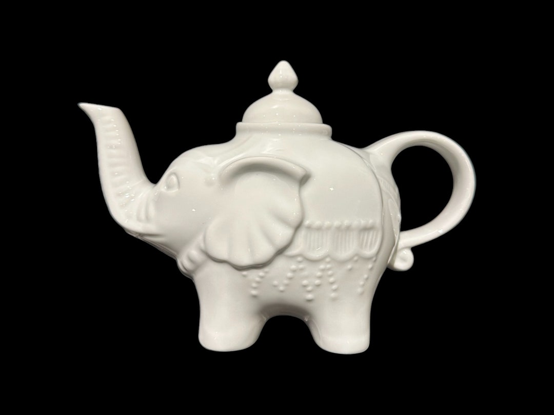 Vintage BIA Cordon Bleu White Elephant Teapot, Embossed Texture Ceramic ...