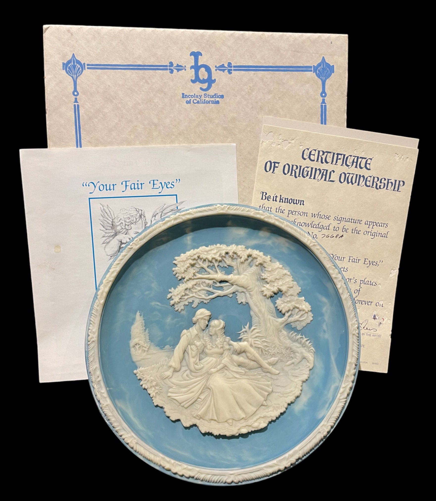 Vintage Incolay Studios Shakespeare Sonnet Plate by Roger Akers ...