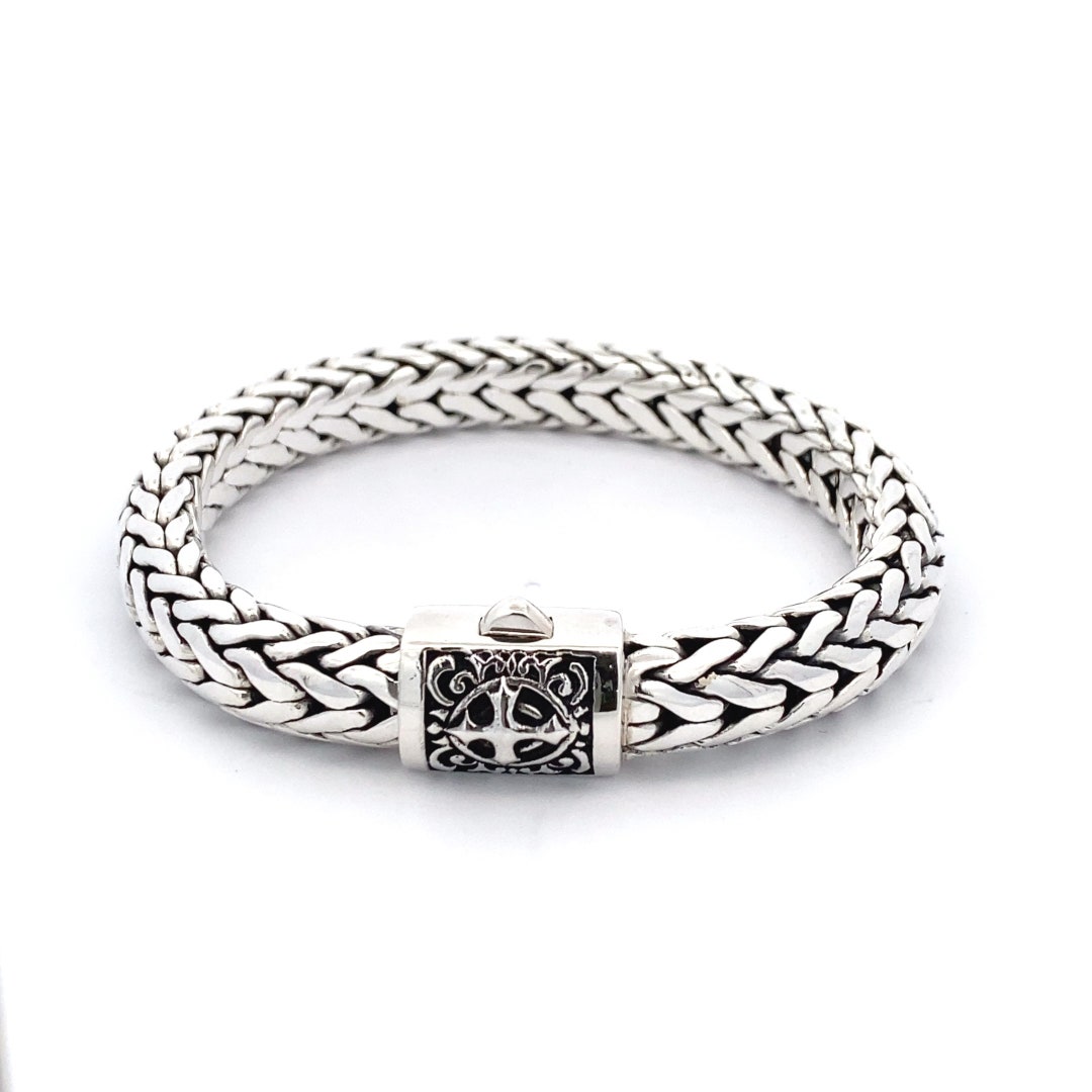Garni 925 Quality Sterling Silver, Handmade in Bali, Wheat Link, Men's ...