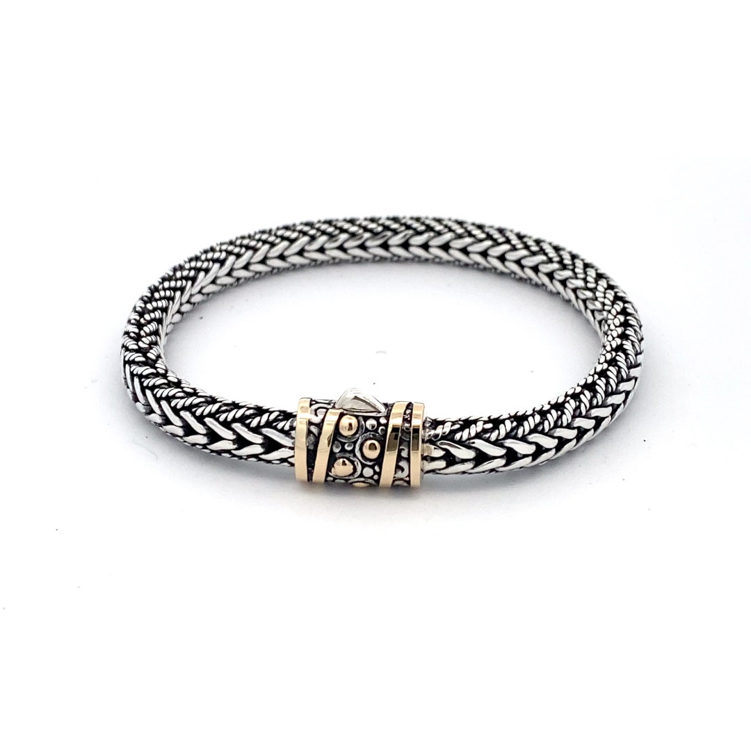 Garni 925 Sterling Silver and 14k Gold Handcrafted Foxtail Ladies Eva ...