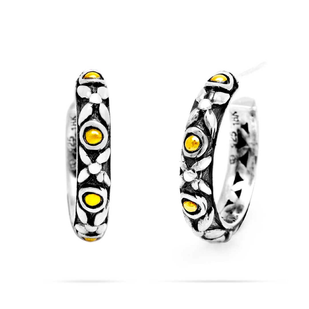 Garni 925 Sterling Silver and 18k Gold Handcrafted Sanan Hoop Earrings ...