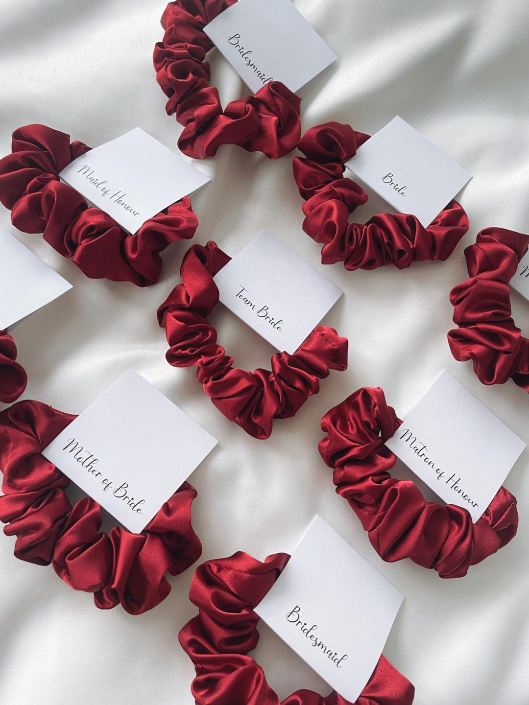 Wine Bridesmaid Satin Scrunchie Burgundy Hair Tie Bridesmaid Gift ...