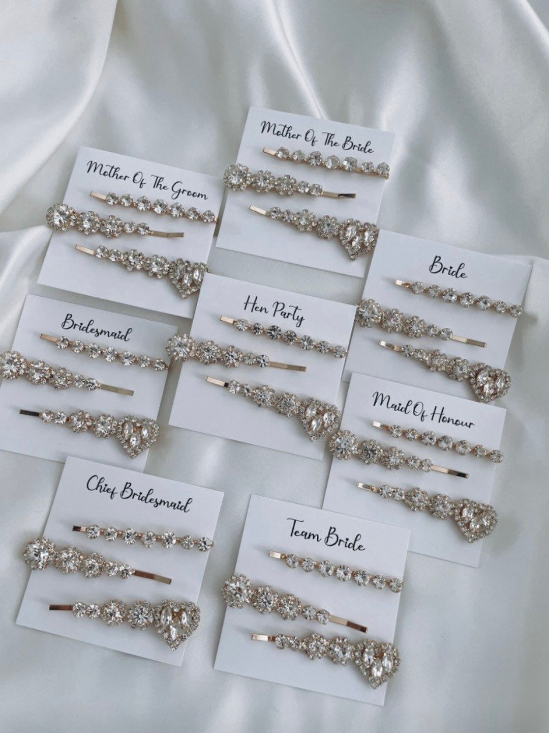 Bridesmaid Silver Gold Diamonte Diamond Hair Clips Bridesmaids Grips ...