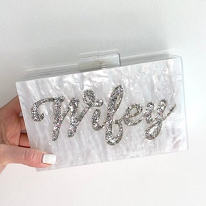 Wifey Diamond Silver Box Bag - Bride Handbag Clutch Bag Wedding Day ...