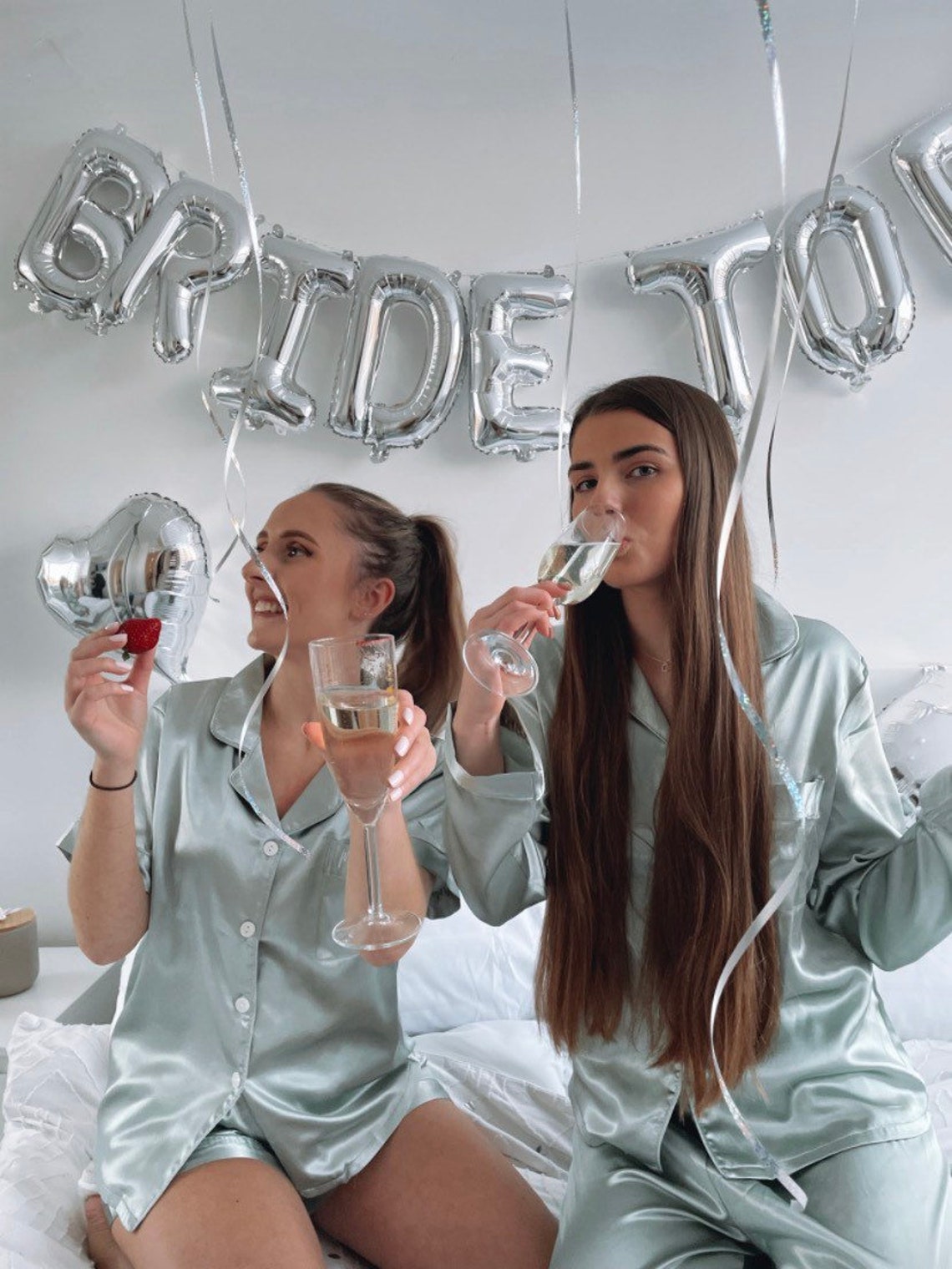Personalised Sage Green Satin Pyjamas Bridesmaids Personalised Pjs ...