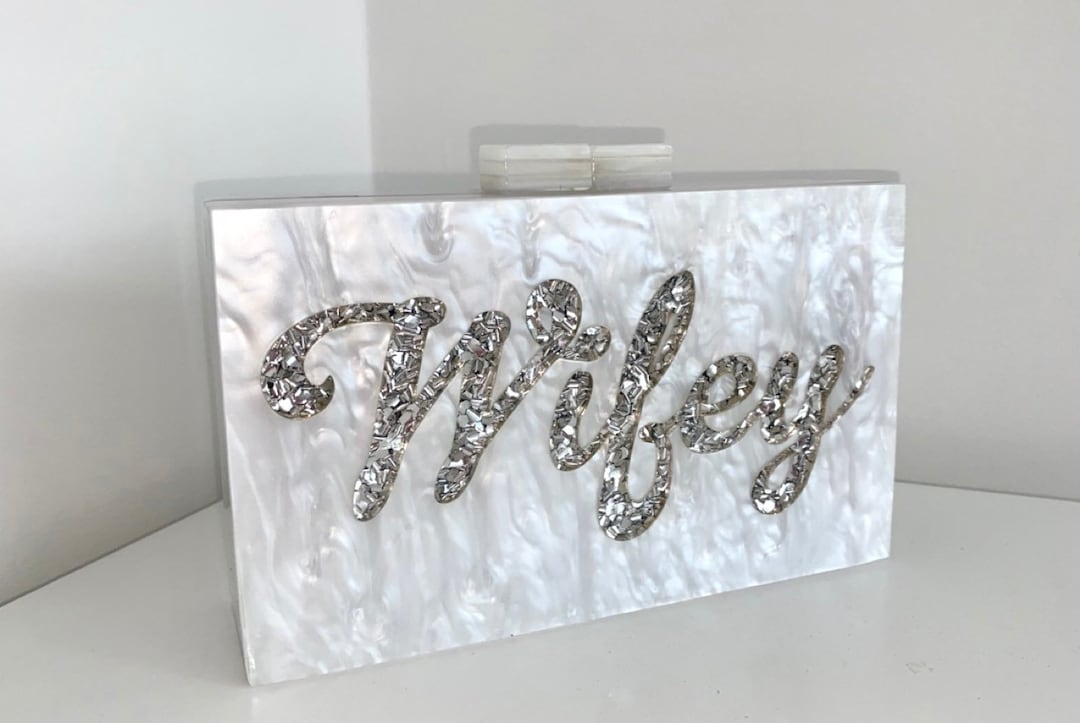 Wifey Diamond Silver Box Bag - Bride Handbag Clutch Bag Wedding Day ...