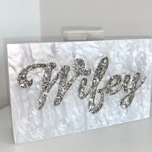 Wifey Diamond Silver Box Bag - Bride Handbag Clutch Bag Wedding Day ...