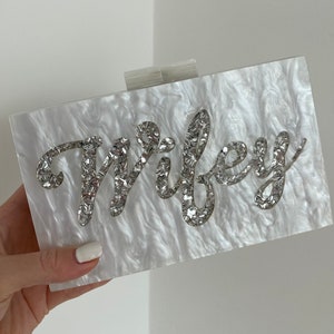 Wifey Diamond Silver Box Bag - Bride Handbag Clutch Bag Wedding Day ...