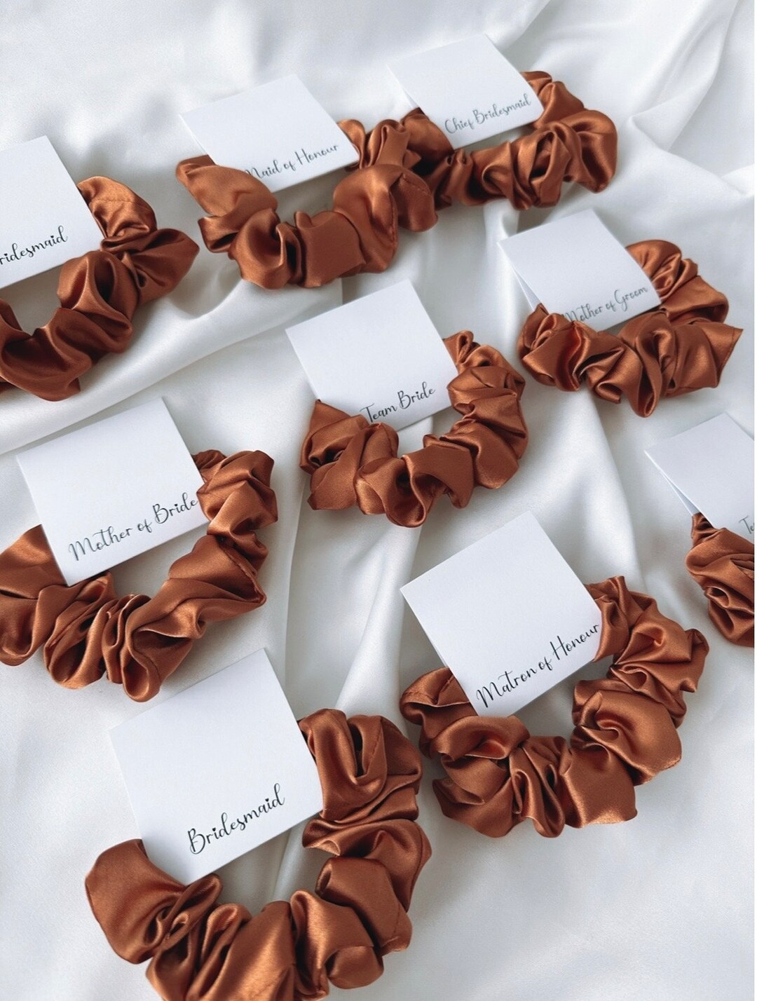 Rust Bridesmaid Satin Scrunchie Burnt Orange Hair Tie Bridesmaid Gift ...