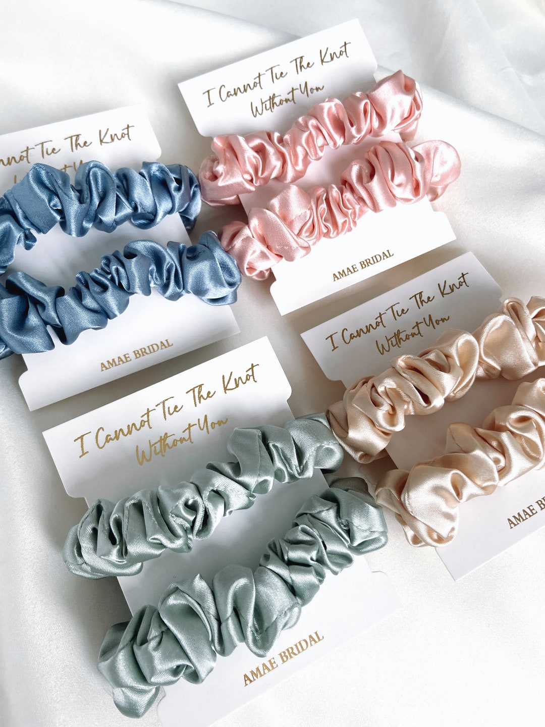 Sage Green Satin Bridesmaid Satin Scrunchie Set Hair Tie Satin Gold ...