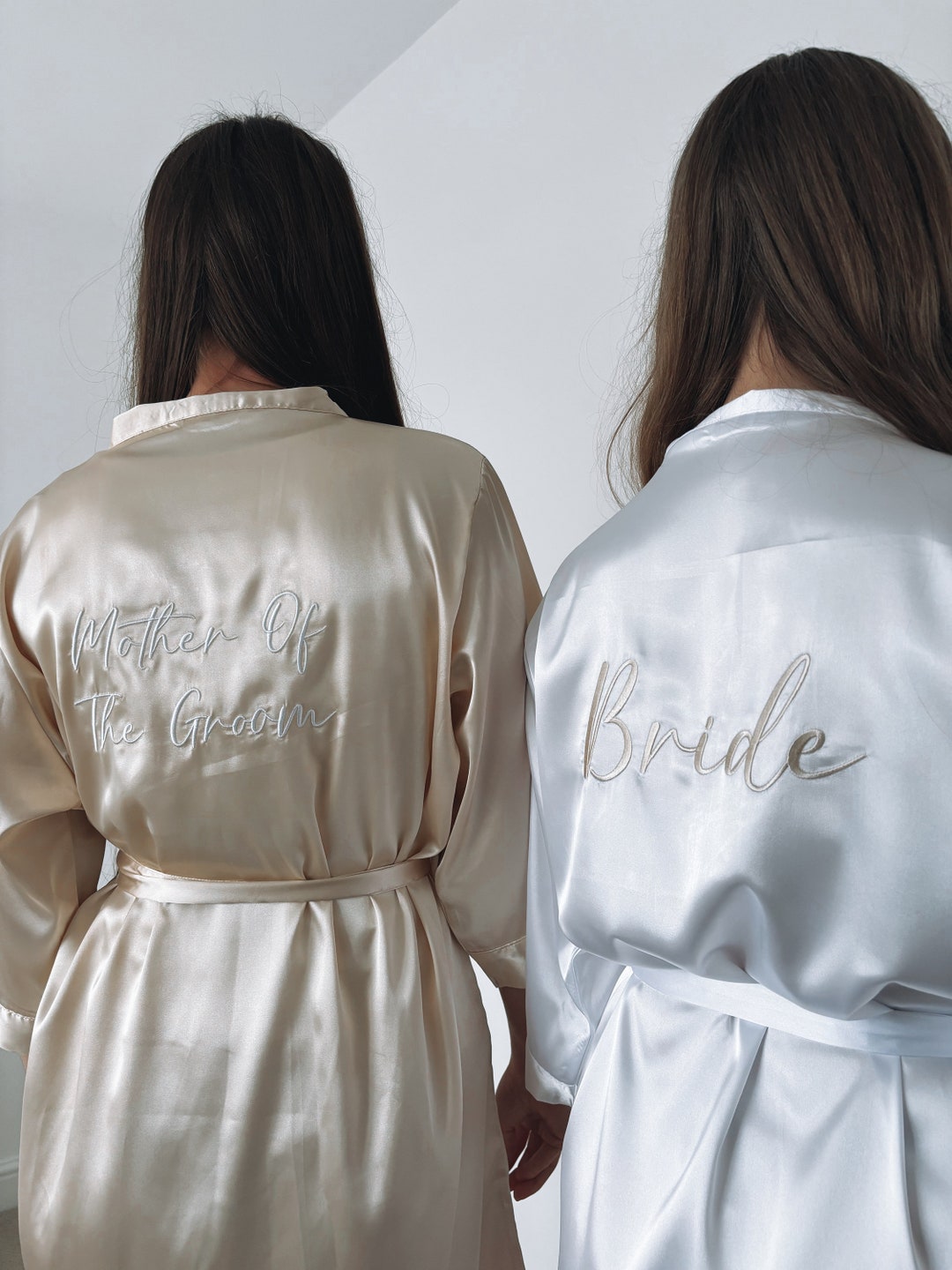 Personalised Champagne Bridesmaid Robes Embroidered Satin Bridal Robe ...
