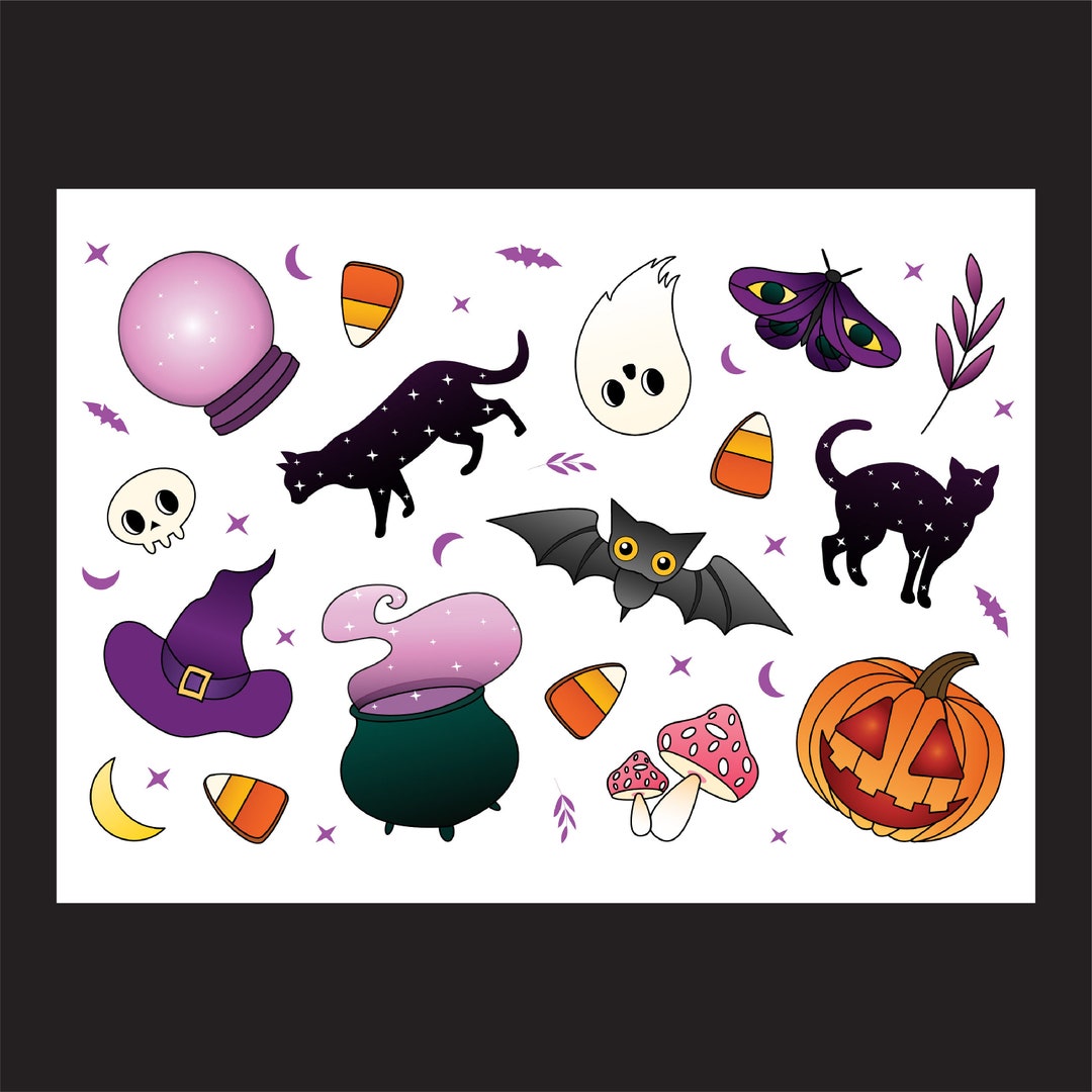 Halloween Sticker Sheet | Spooky Stickers | Planner Stickers ...
