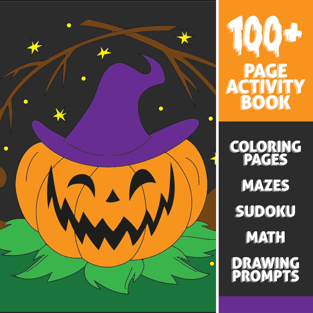 Printable Activity Book, Halloween Activity Book, Digital Coloring, 100 ...