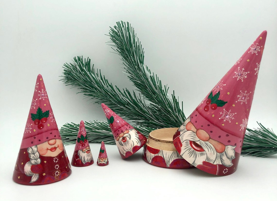 Christmas Gnomes Nesting Dolls, Christmas Style Stacking Dolls ...