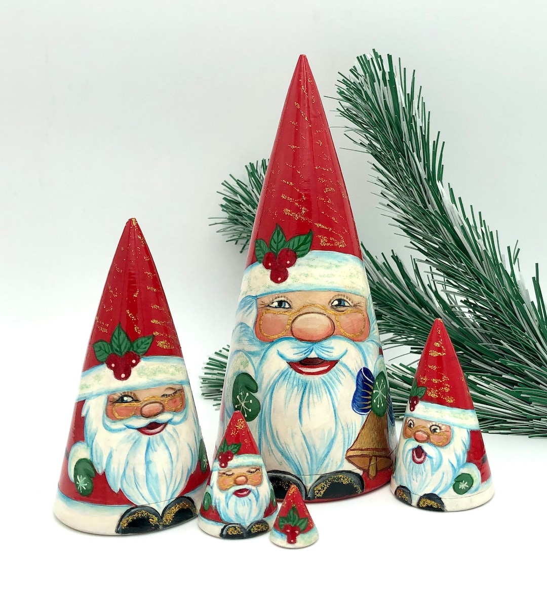 Santa Claus Nesting Dolls, Christmas Style Stacking Dolls, Handmade ...
