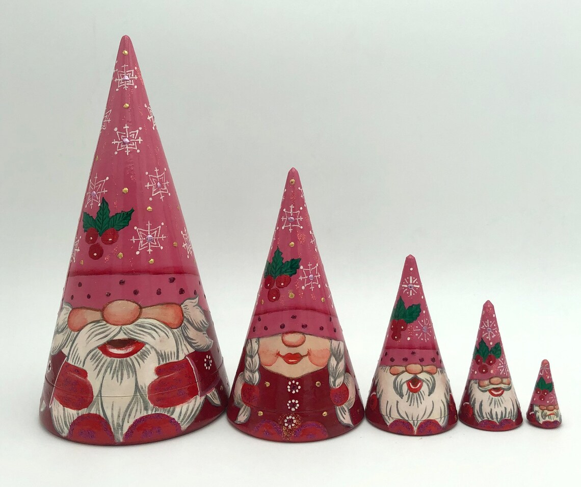Christmas Gnomes Nesting Dolls, Christmas Style Stacking Dolls ...