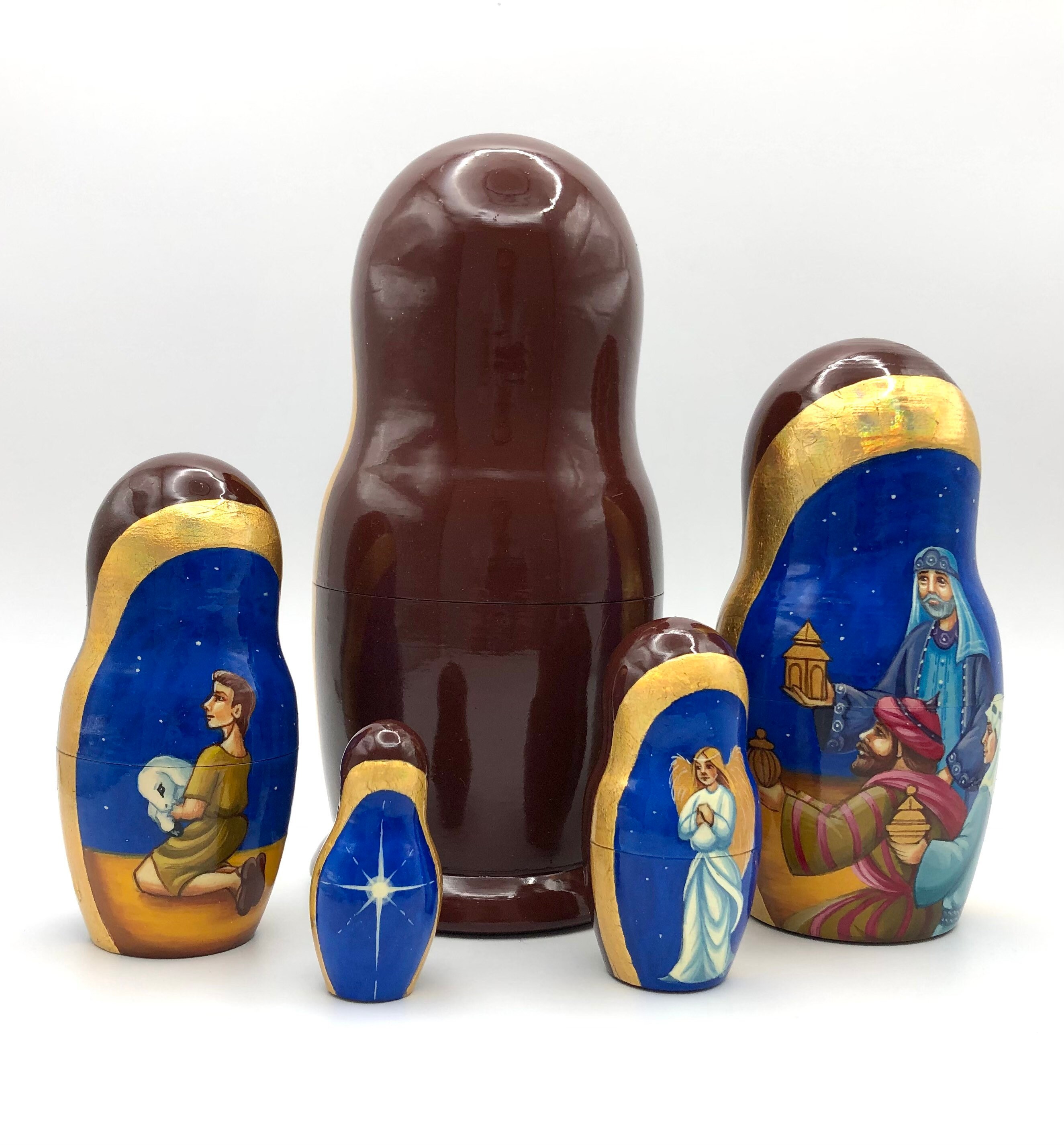 Nativity Scenes Nesting Dolls, Stacking Dolls, Handmade, Set With 5 ...