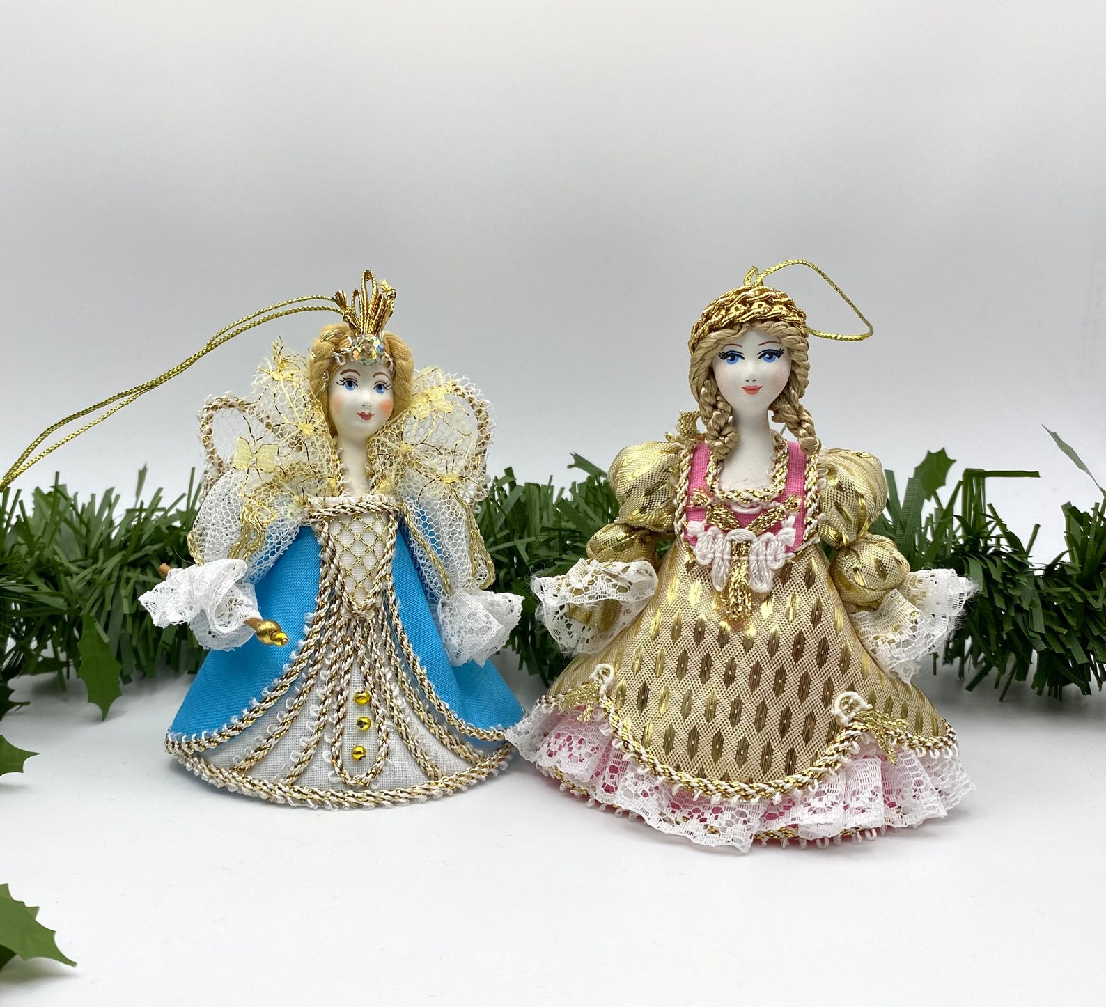 Porcelain Dolls Christmas Ornaments, “princess and Fairy”, Handmade ...