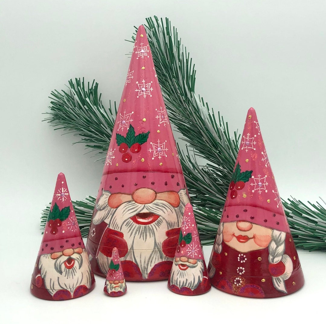 Christmas Gnomes Nesting Dolls, Christmas Style Stacking Dolls ...