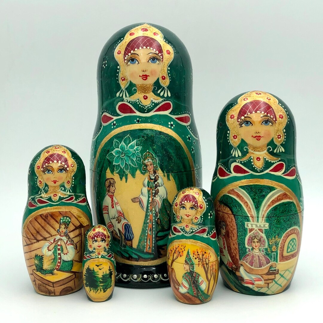 Traditional Nesting Dolls, Stacking Dolls, Handmade, Set With 5 Dolls ...