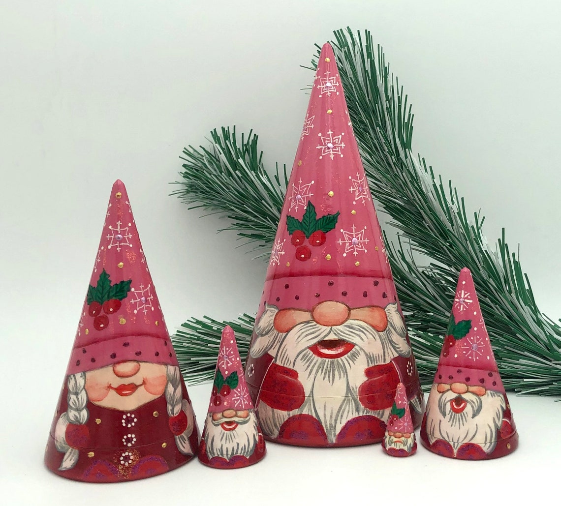 Christmas Gnomes Nesting Dolls, Christmas Style Stacking Dolls ...