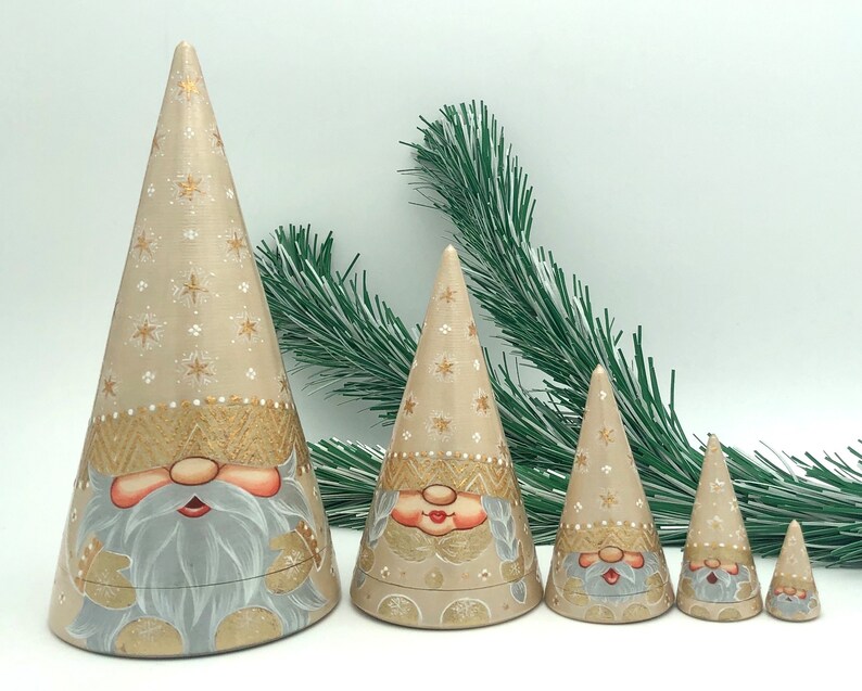 Christmas Gnomes Nesting Dolls, Shooting Star, Christmas Style Stacking ...