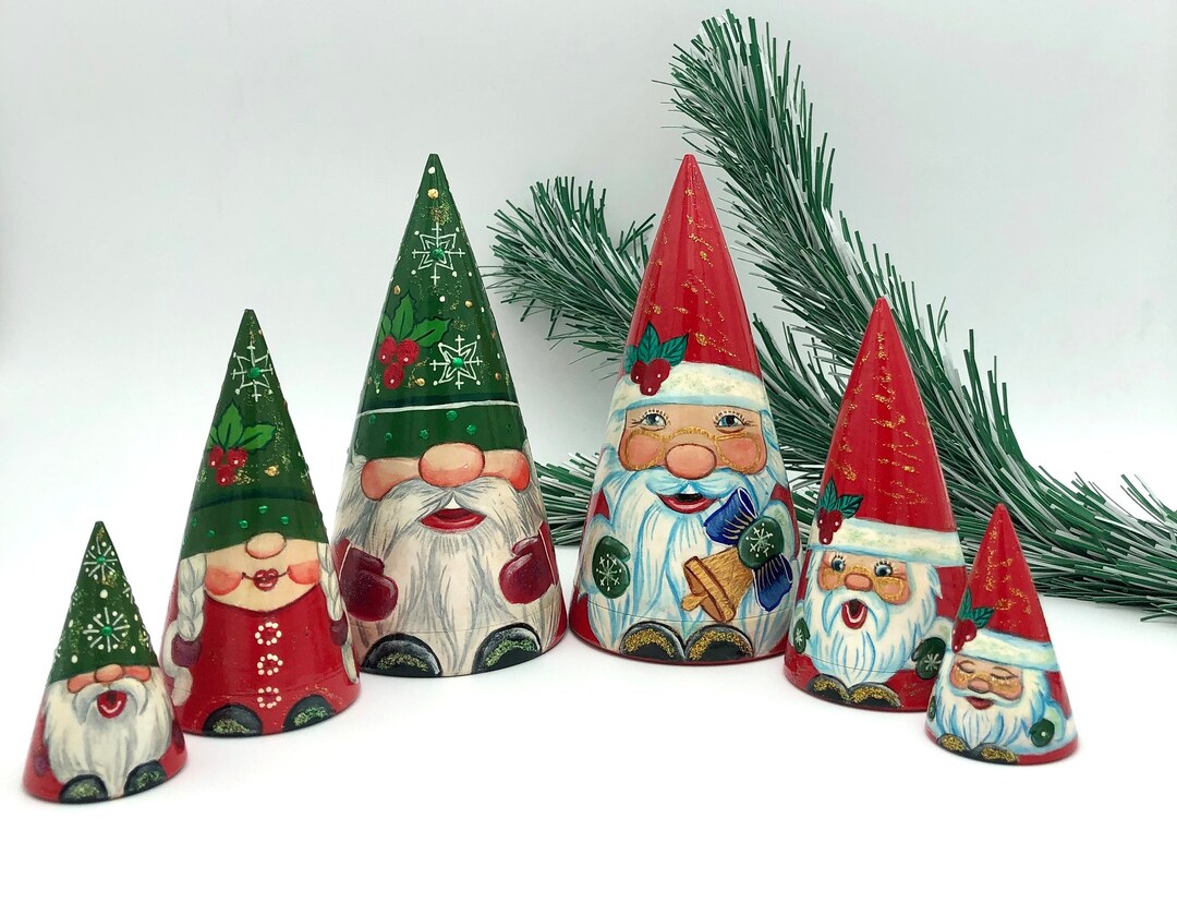 Christmas Gnomes and Santa Claus Nesting Dolls, Christmas Style ...