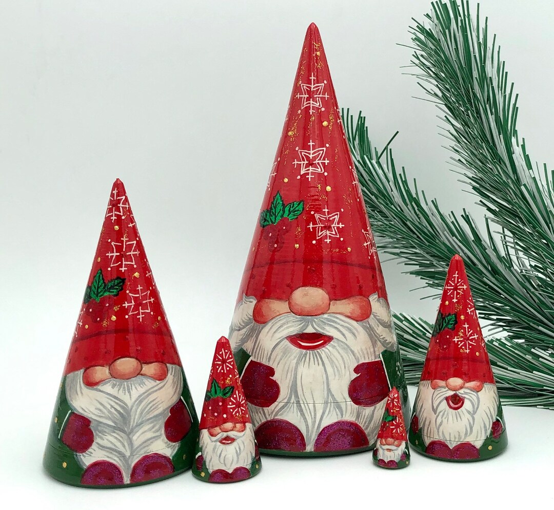 Christmas Gnomes Nesting Dolls, Christmas Style Stacking Dolls ...