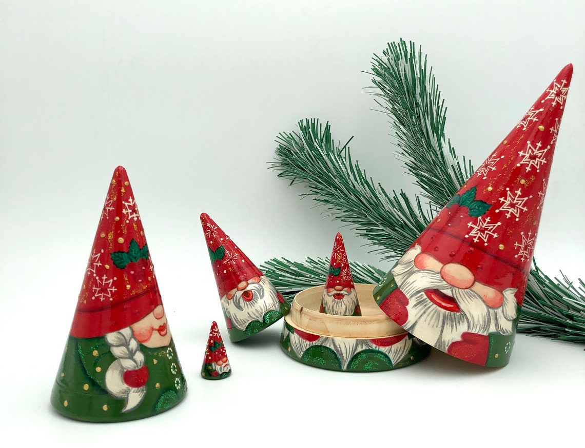 Christmas Gnomes Nesting Dolls, Christmas Style Stacking Dolls ...